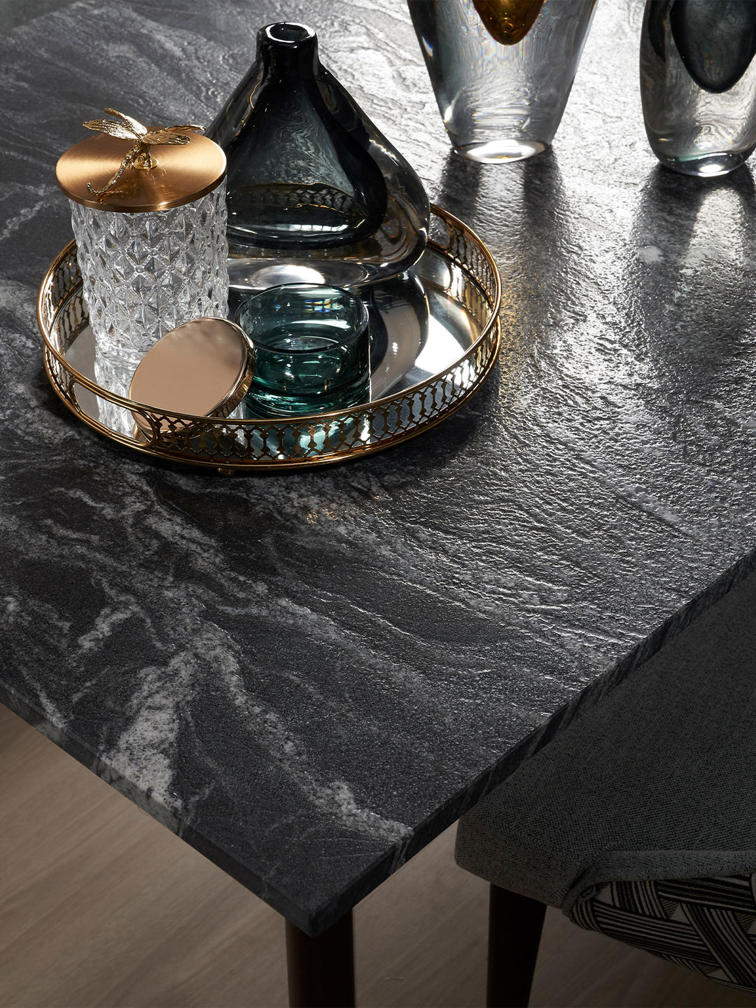 BLACK BEAUTY Granite Dining Table with HATCH Dining Chairs